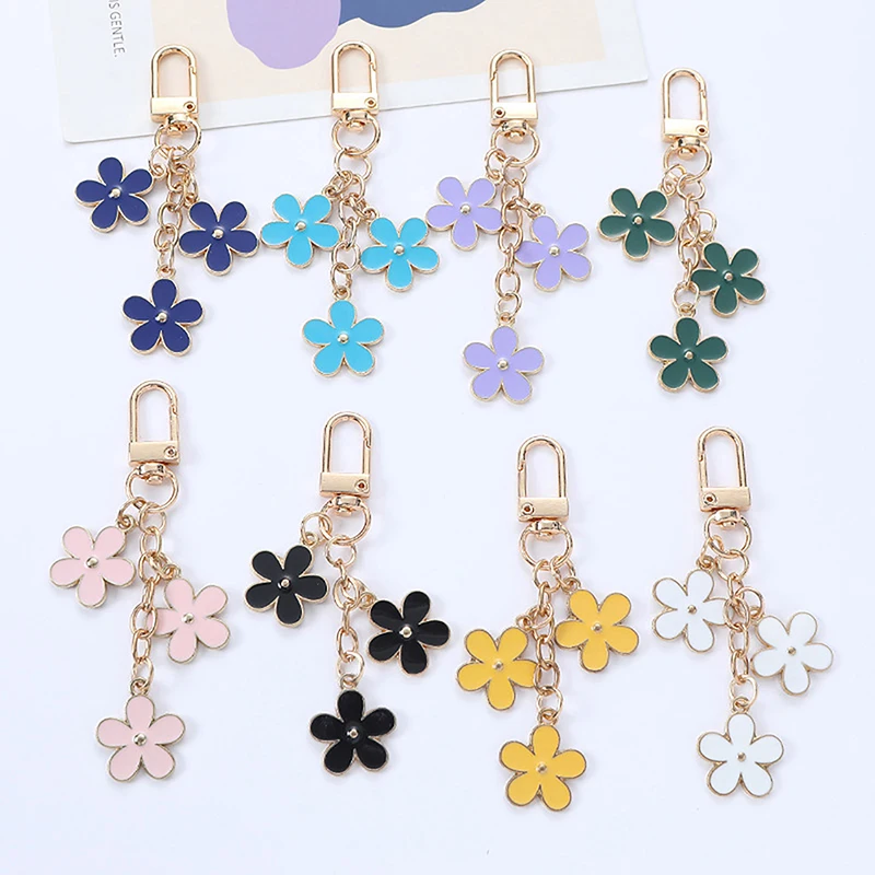 Cute-Fashion-Flower-Enamel-Keychain-For-Women-Girls-Colorful-Flower-Key ...