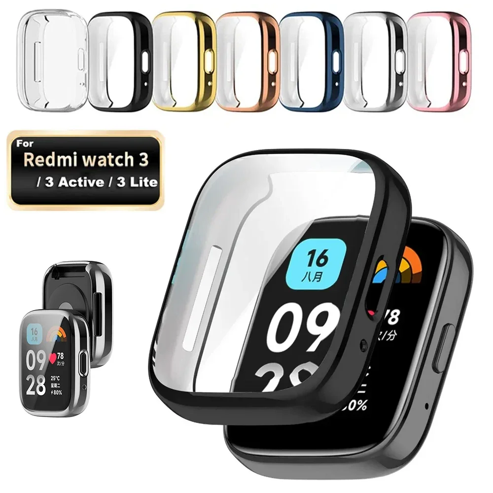 Sleek TPU Protective Case with Full Screen Cover for Redmi Watch 4 (Gold)