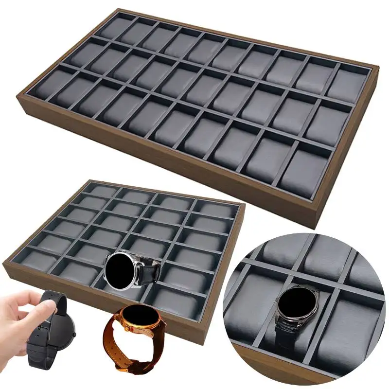 Watch Display Tray Showcase with Velvet Pillow 30/24 Slots Watch ...