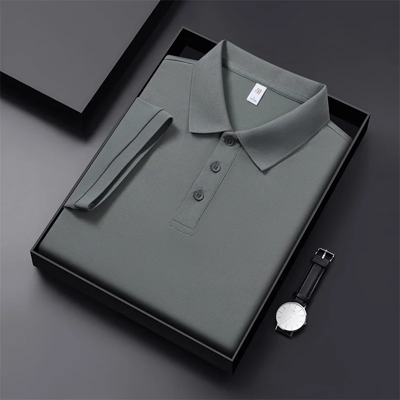 2025 nouveau T-shirt respirant pour hommes mode couleur unie homme Polo ...