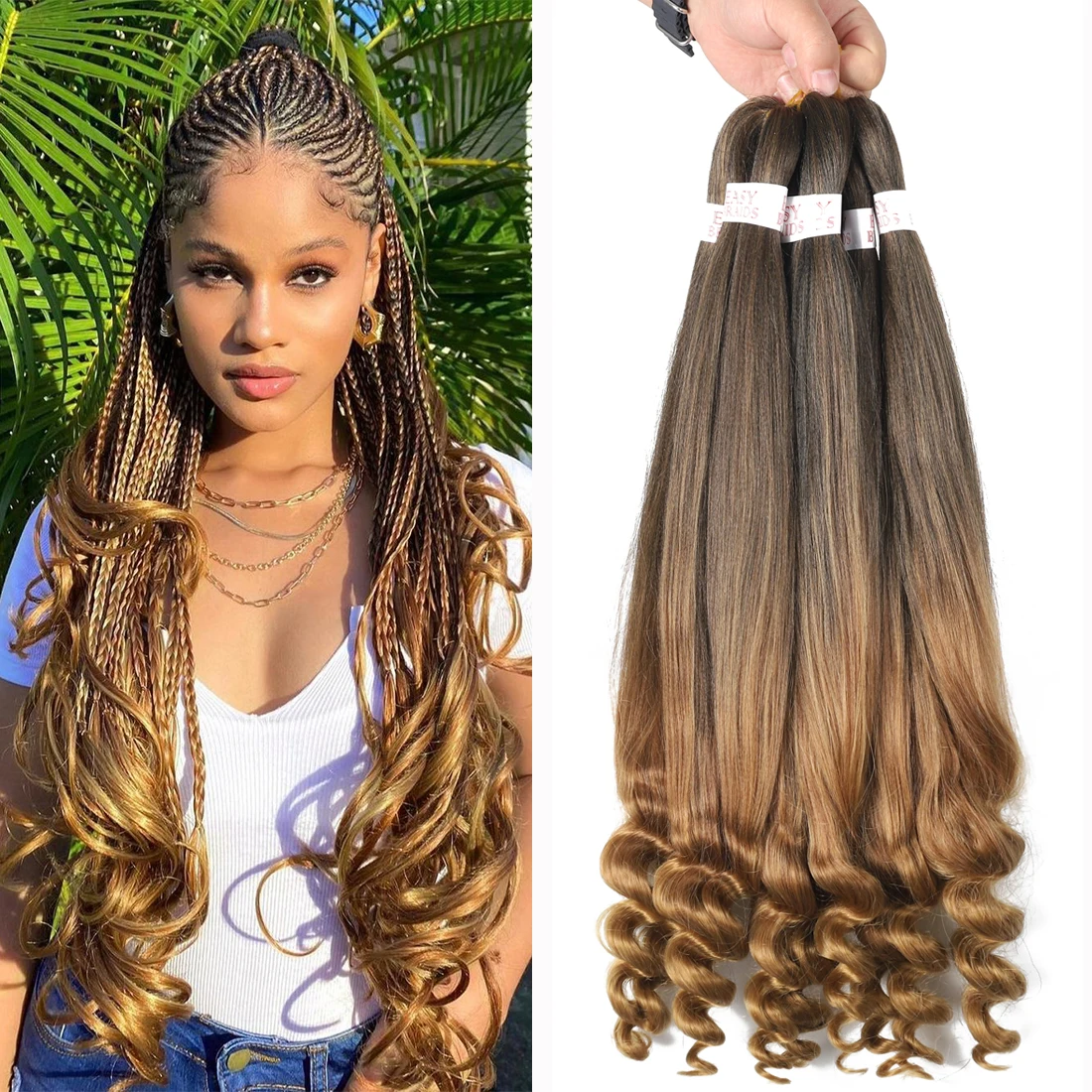 Extensions Pre Stretched Braiding Hair French Curly Crochet Hair ...