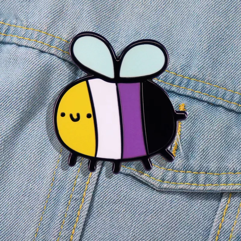 Non-Binary-Bee-Brooch-Cute-Animal-Badge-Fashion-Backpack-Pin-Unique-Jewelry-Gift-Clothes-Bag ...