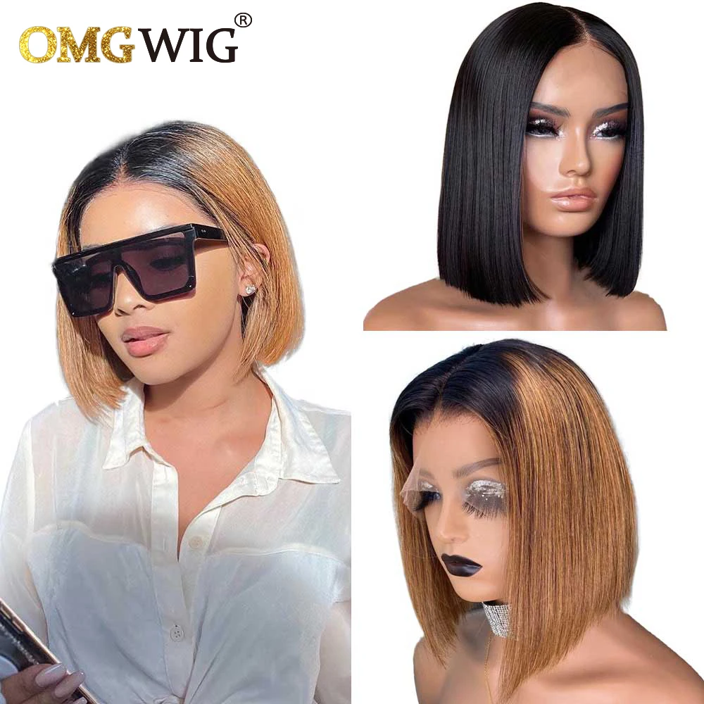 Two Tone Human Hair Lace Front Wigs | Bob Wig Lace Front Human Hair ...