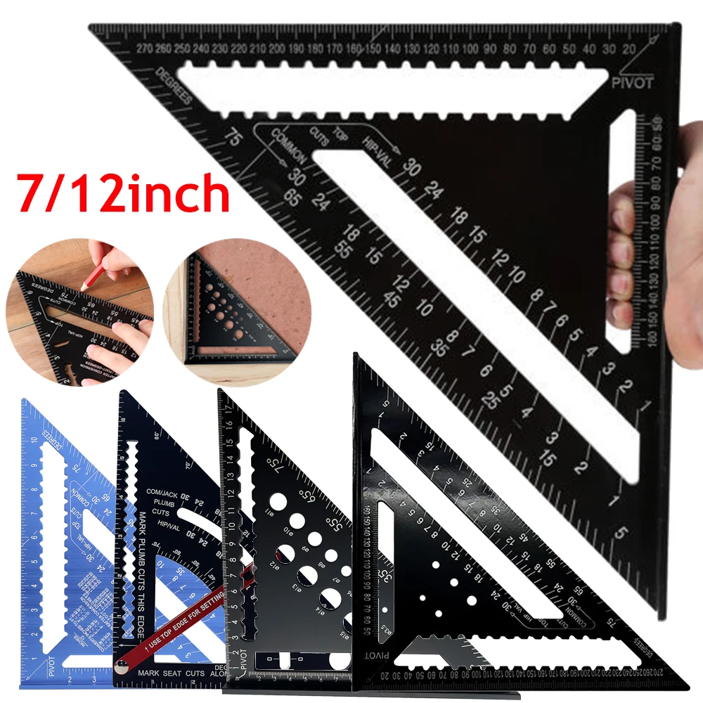 7-12inch-Aluminum-Alloy-Metric-Triangle-Ruler-Angle-Protractor-Miter ...
