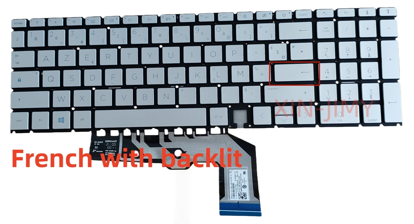 AZERTY FR French Silver with backlit Laptop Keyboard For HP Envy 15-EE ...