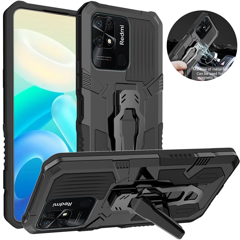 For Xiaomi Redmi 10C Case Car Magnetic Holder Armor Phone Case For ...