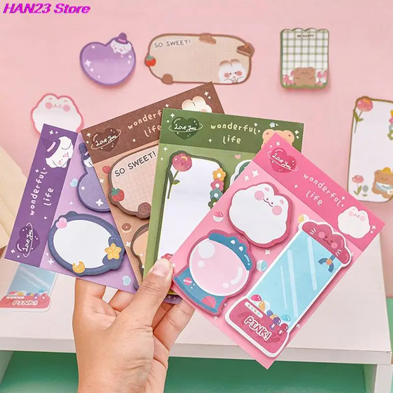 Kawaii-Cartoon-Strawberry-Rabbit-Bear-Sticky-Notes-Memo-Pad-Cute ...