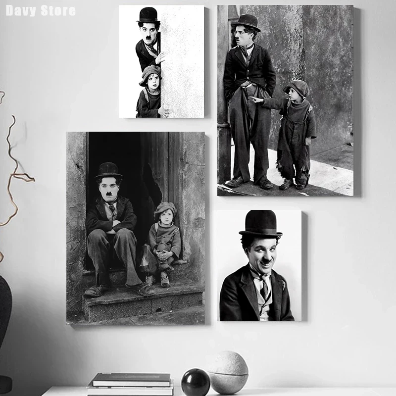 Black-and-White-Comedy-Master-Charlie-Chaplin-and-A-Boy-Movie-Posters ...