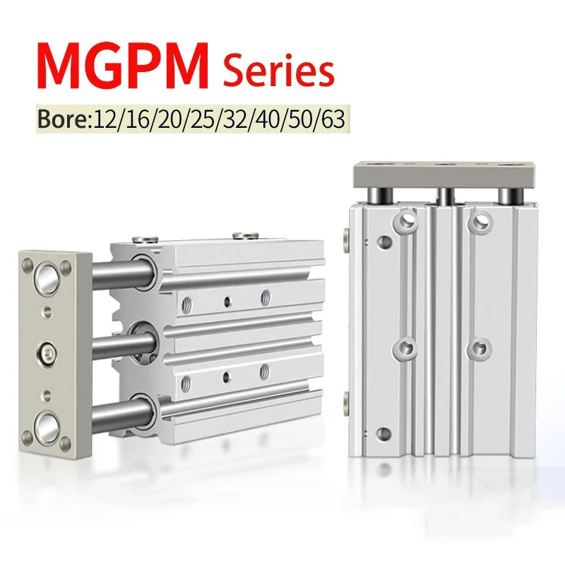 MGPM SMC size Compact Guide Cylinder BORE 12 16 20 25 32 40 50 63 ...