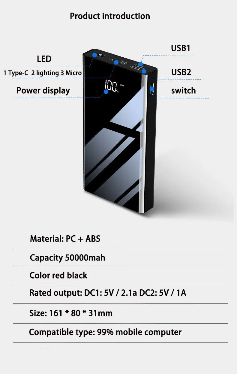 2022 new power pack 50000 MAH, equipped with 20W PD fast charging power ...