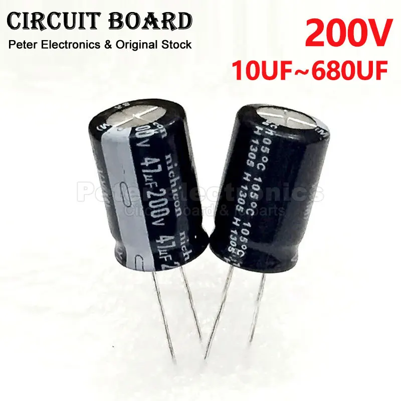 1-5PCS-200V-DIP-Aluminum-Electrolytic-Capacitor-10uf-33uf-47uf-68uf-100uf-220uf-330uf-470uf ...