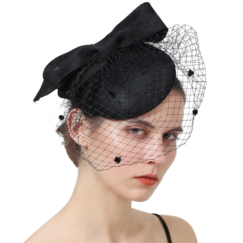 Black Imitation Linen Cocktail Fascinator Hat Derby Millinery Hair ...