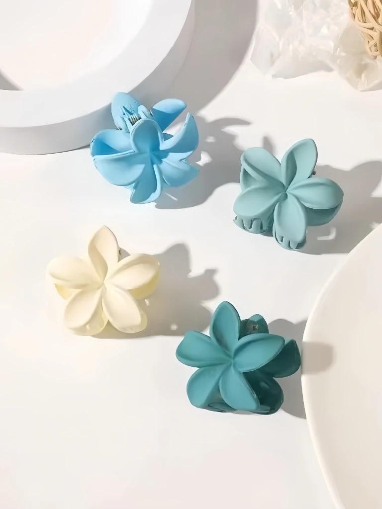 Vibrant Mini Flower Hair Claw Clips - Set of 4 Matte Colors for All ...
