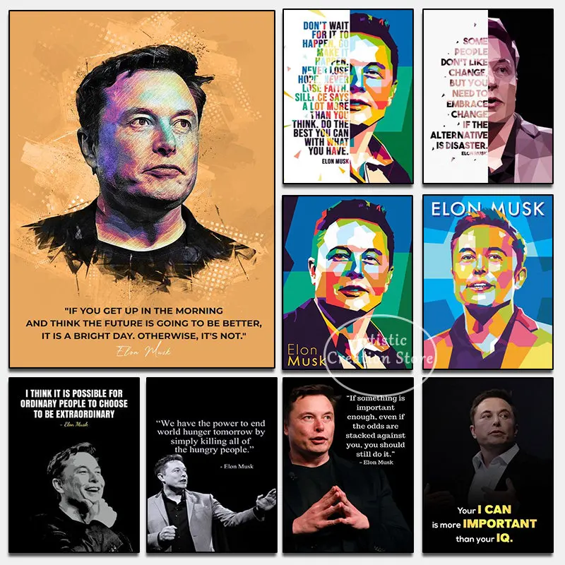Abstract-Elon-Musk-Poster-Inspirational-Quotes-Poster-Print-Canvas ...