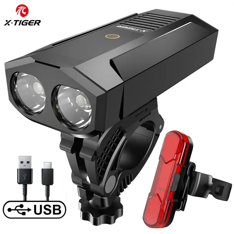 X-tiger Waterproof Bicycle Light Rechargeable Usb Led 5200mah Aluminum ...