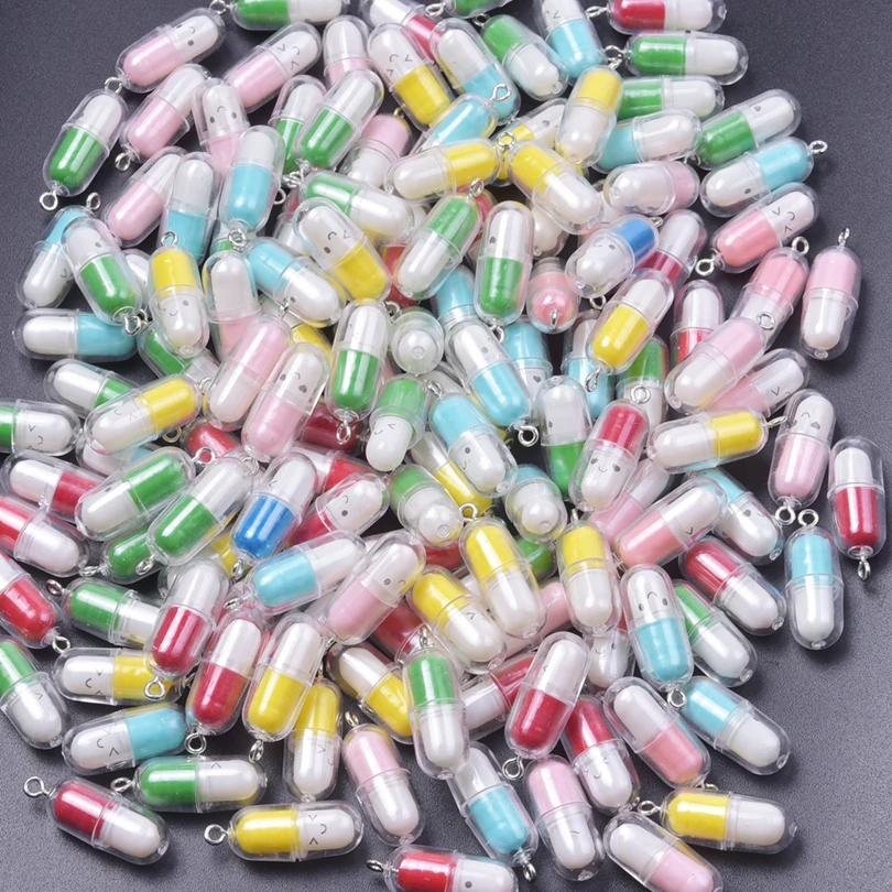 10-30-50-100pcs-Resin-Cute-Smiling-Face-Capsule-Charms-Pendant-For ...