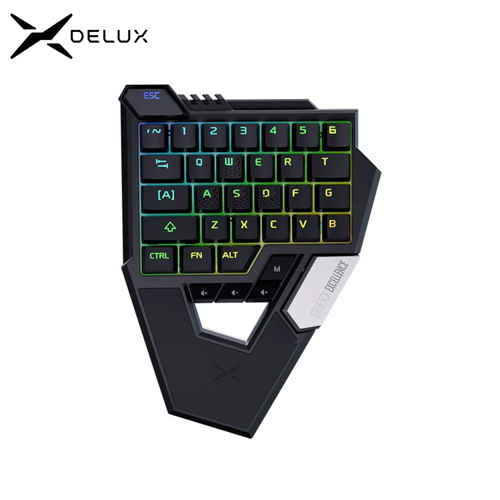 DELUX RTS1 RGB One-Handed Magnetic Switch Gaming Keyboard 34 Key Wired ...