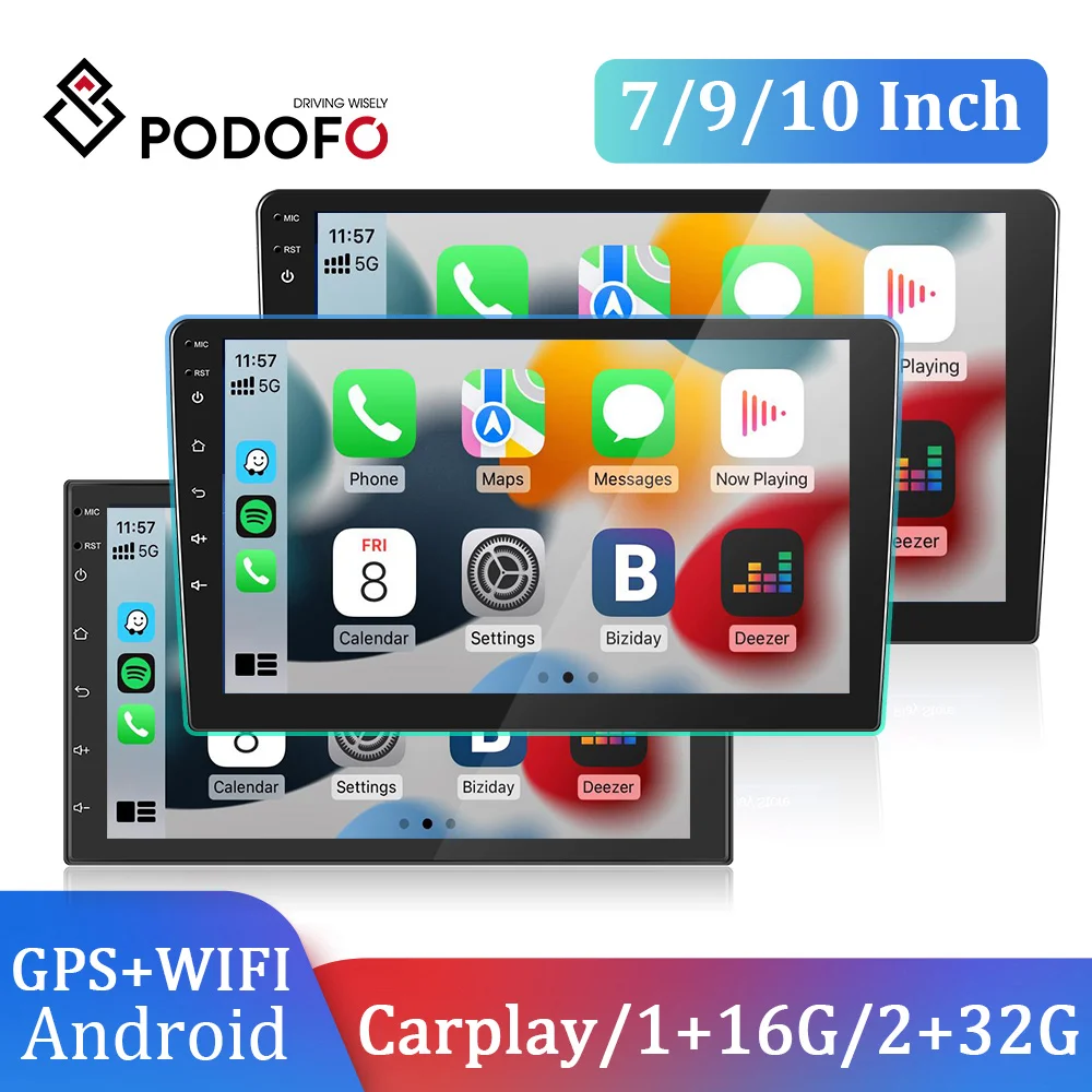 Podofo rádio do carro 2din 7 "/9"/10 "gps android 10 player multimídia universal para toyota ...