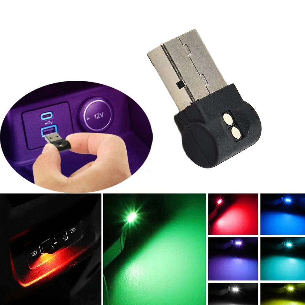 1x Mini USB RGB LED Car Interior Light With Touch Key Neon Atmosphere ...