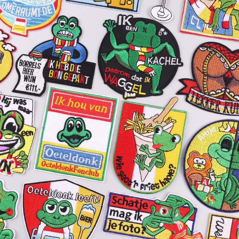 Netherland Oeteldonk Emblem Embroidery Frog Patch DIY Sewing Applique ...