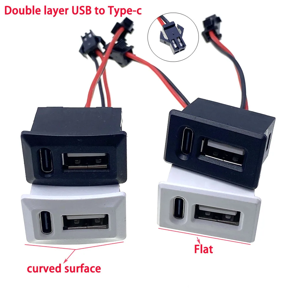 1pcs large current Double layer USB female base type-c socket a female ...
