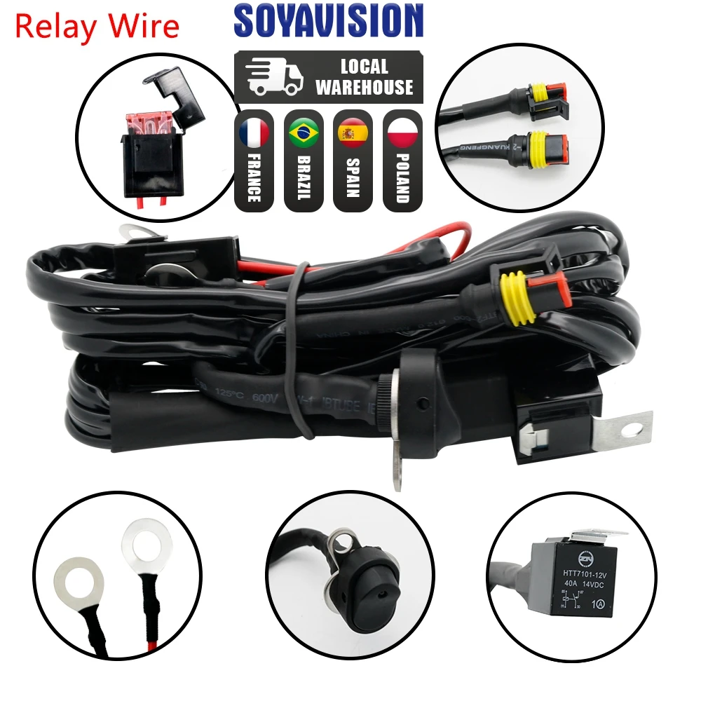 Motorcycles Accessorries LED Fog Light Wiring Harness Relay Wire For ...