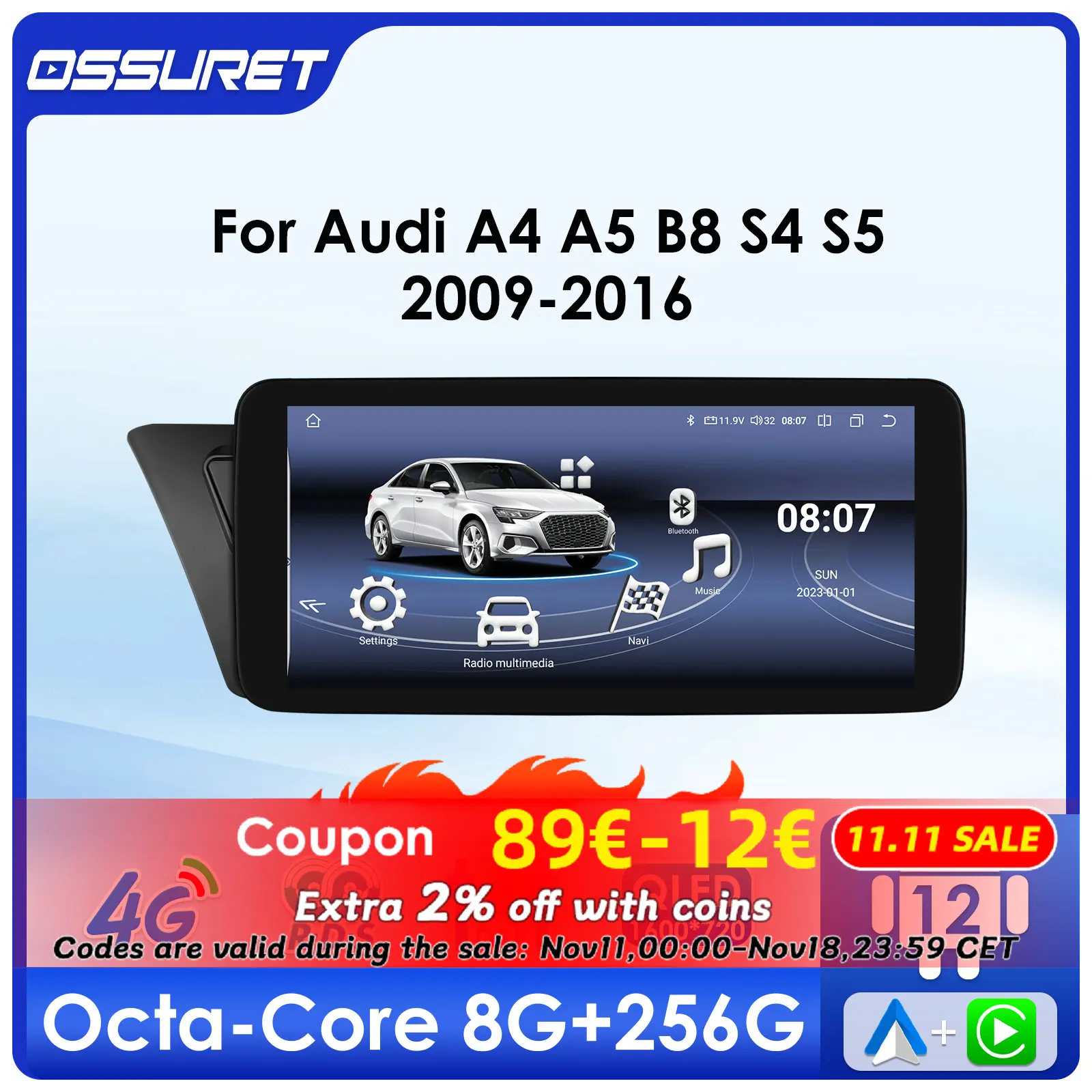 2din-Android-Autoradio-Carplay-For-Audi-A4-A5-B8-S4-S5-2009-2016 ...