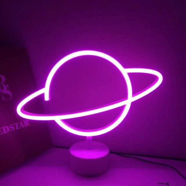 LED Neon Lamp Elliptical planet Shaped earth Sign Neon Light Battery ...