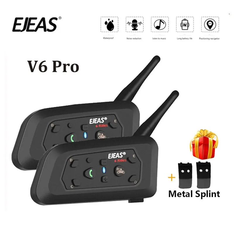 EJEAS intercomunicador V6 PRO para casco de motocicleta, Auriculares ...