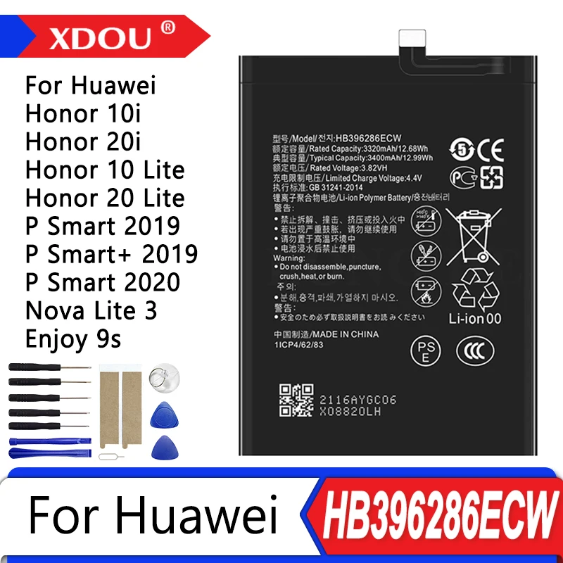 Brand-New HB396286ECW 3400mAh Battery For Huawei Honor 10 Lite /20 Lite ...