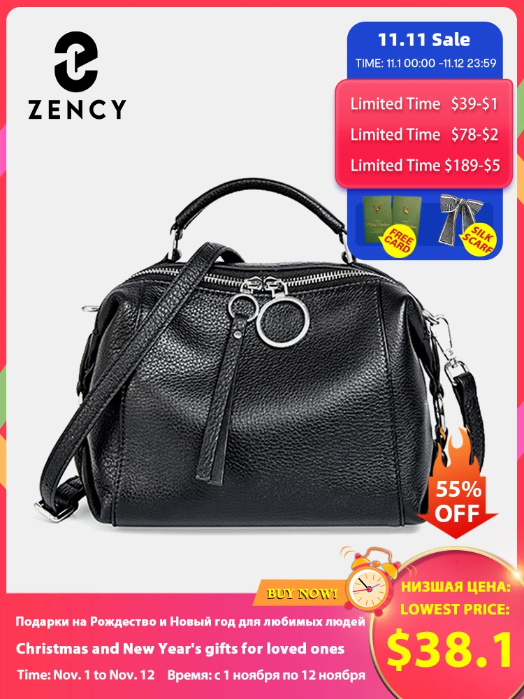 Zency Soft Genuine Leather Handbag Elegant Fashion Tassel Female ...