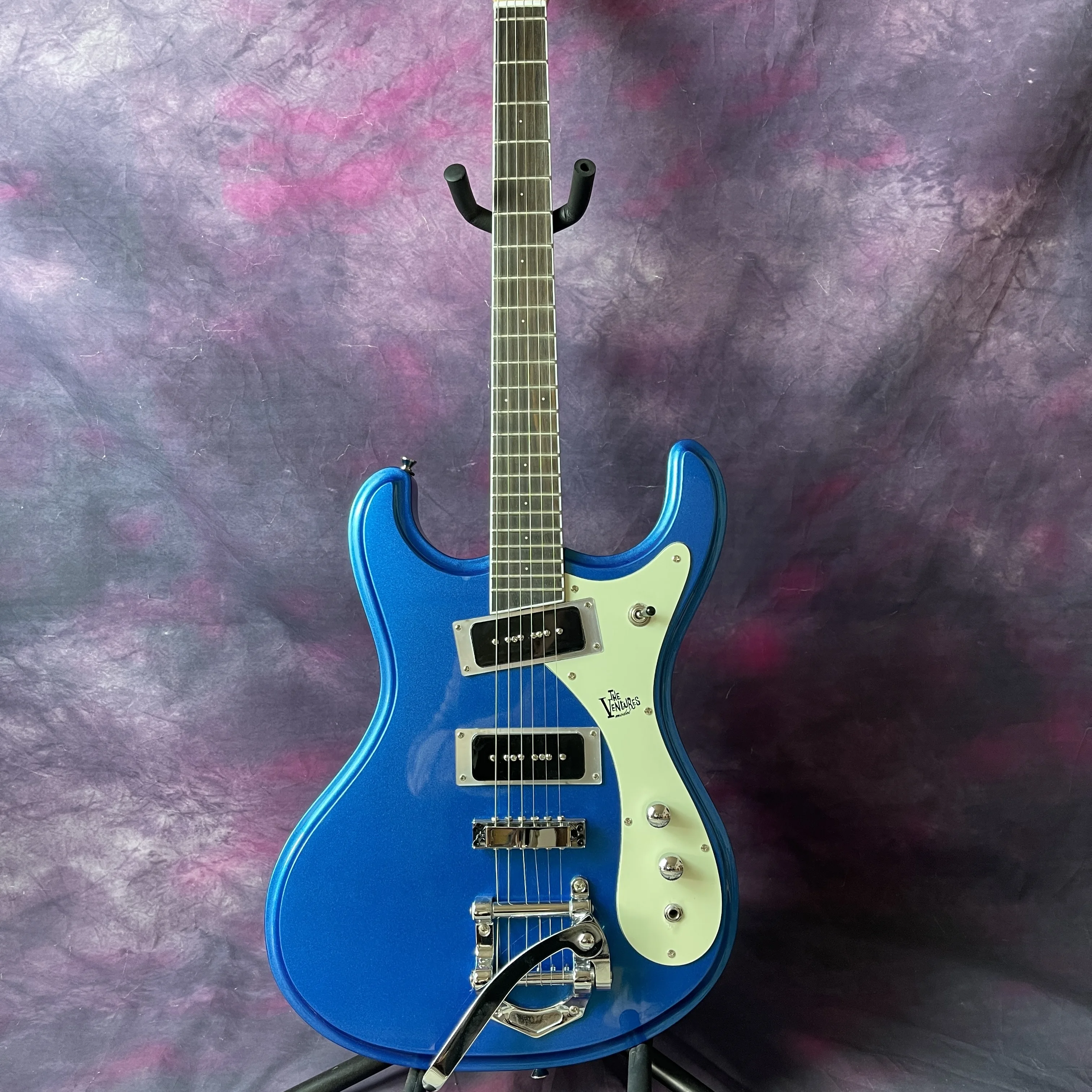 Metal-blue-electric-guitar-personalized-guitar-edge-large-joystick-rock ...