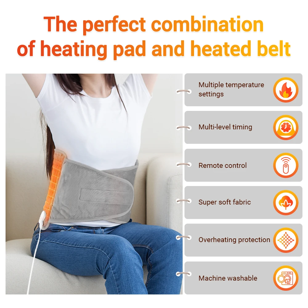 Electric-Heating-Waist-Belt-Adjustable-Temperature-Massage-Waist-Pad ...