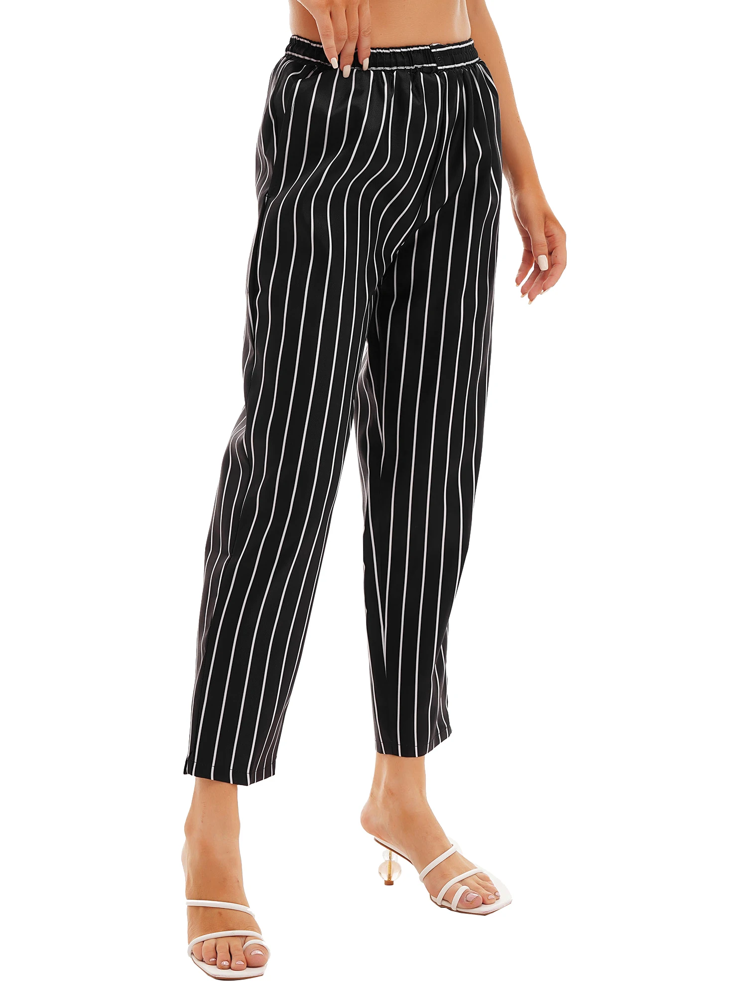 Womens-Mens-Striped-Chef-Pants-Hotel-Restaurant-Kitchen-Uniforms ...