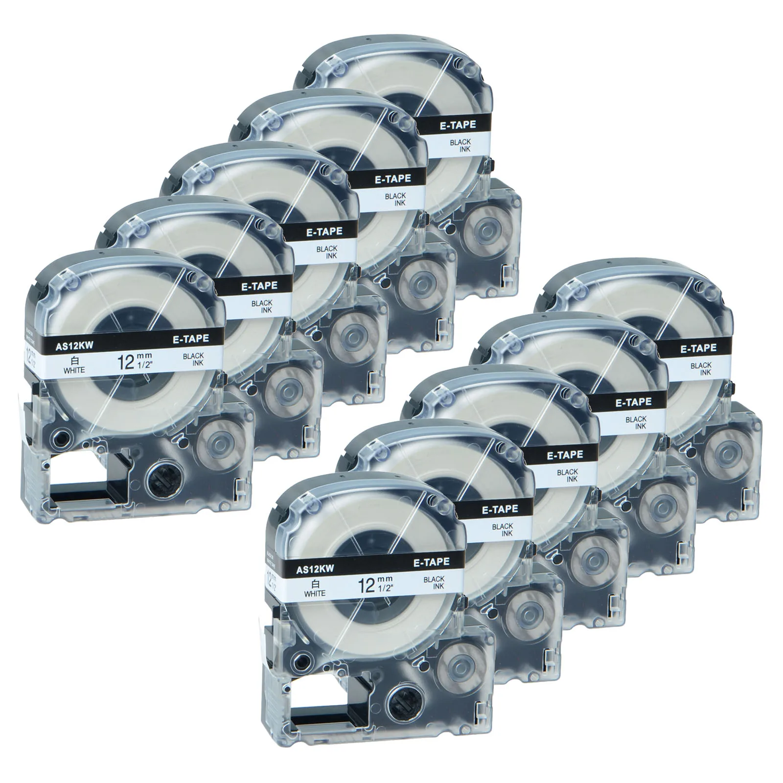 5-10PK-9-24mm-Black-on-White-Label-Tapes-Compatible-for-Epson-SS12KW ...
