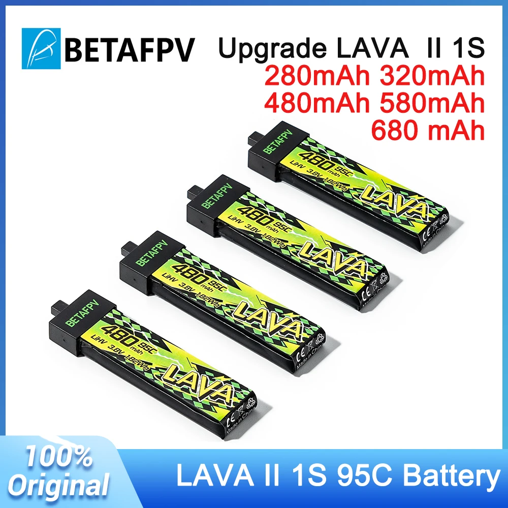 NEW BETAFPV LAVA II 1S 95C Battery 280 320 480 580 680 mAh 3.8V LiHV ...