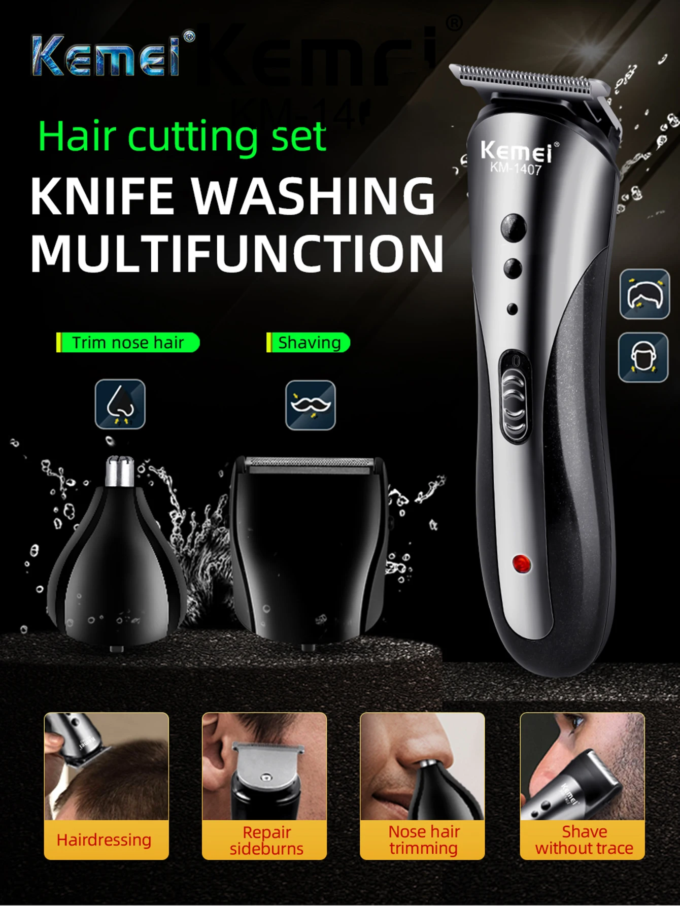 KEMEI-Afeitadora-el-ctrica-profesional-para-hombres-maquinilla-de-afeitar-recargable-cortadora ...