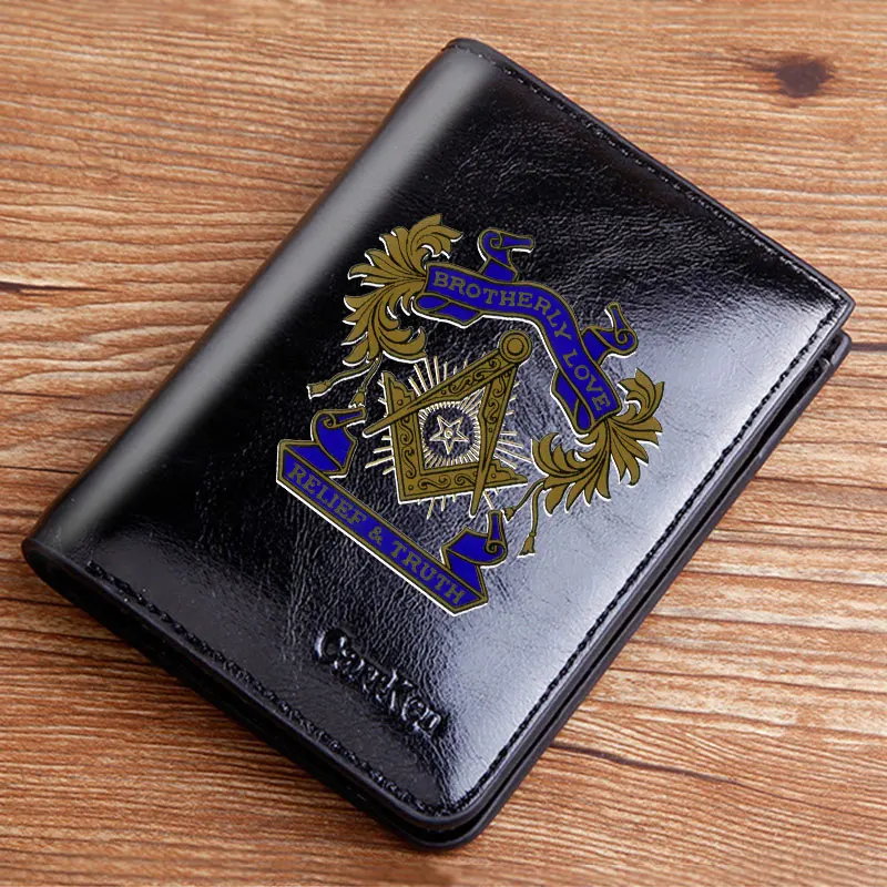 Male-Genuine-Leather-Wallets-Masonic-Brotherly-Love-Printing-Men-Wallet ...