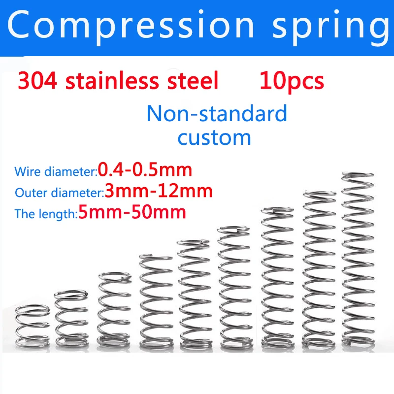 10pcs-SS304-stainless-steel-compression-spring-thickness-0-4mm-0-5m ...