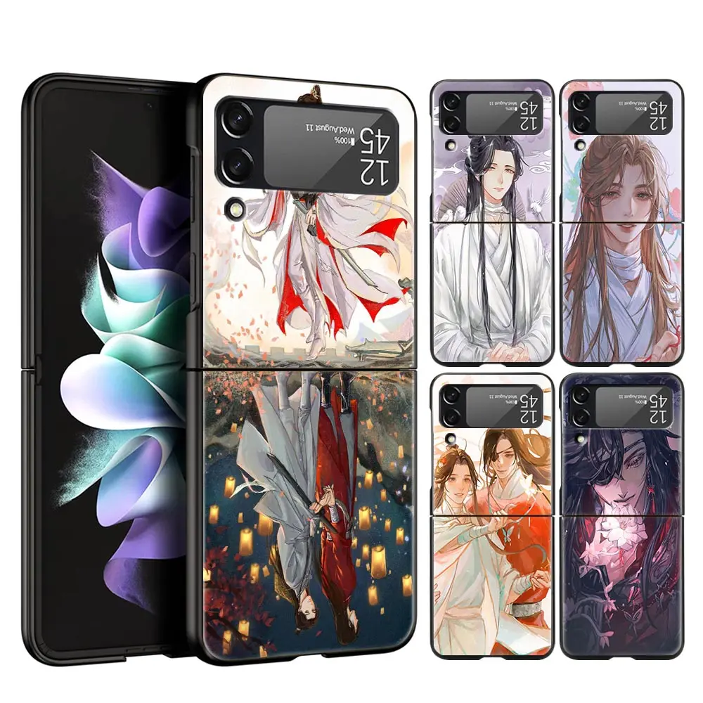 For-Samsung-Galaxy-Z-Flip-3-4-5-Hard-Black-Folding-PC-Phone-Case-TGCF ...