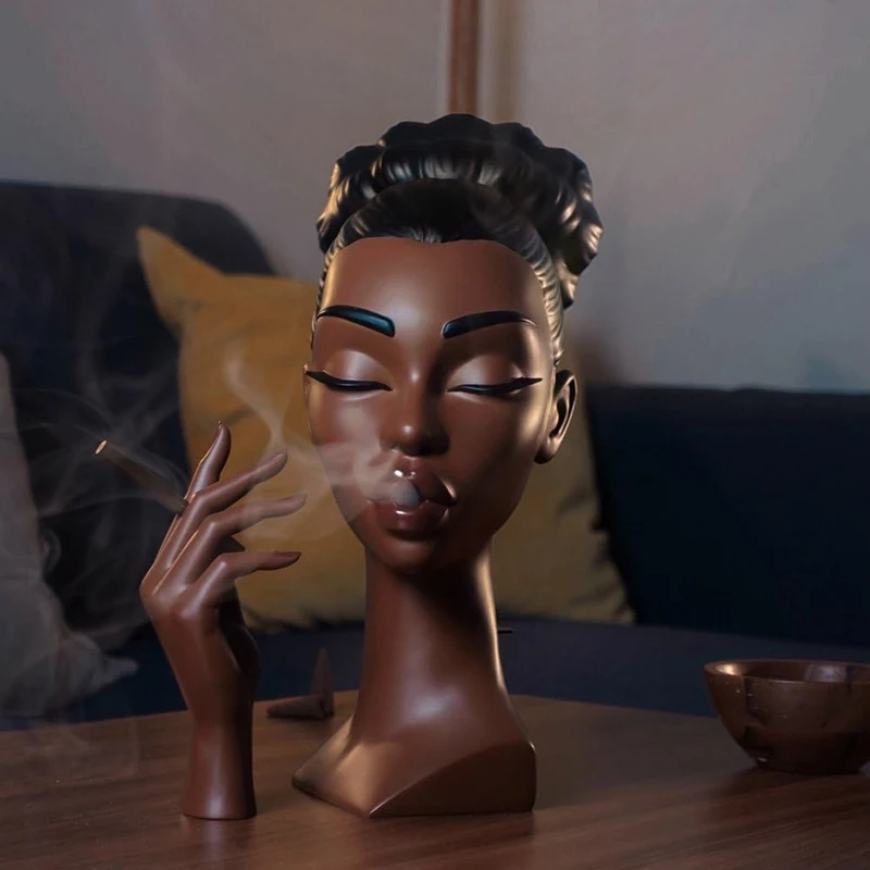 Black Woman Head Incense Burner Handmade Incense Holder Decorative ...