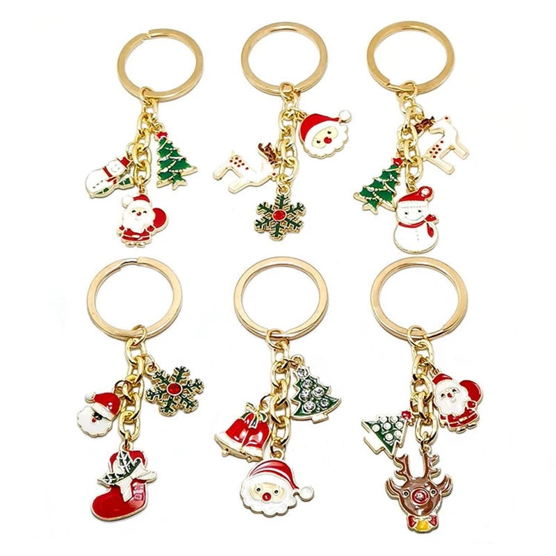 New-Merry-Christmas-Pendants-Keychain-Santa-Claus-Snowman-Tree-Key-Ring ...