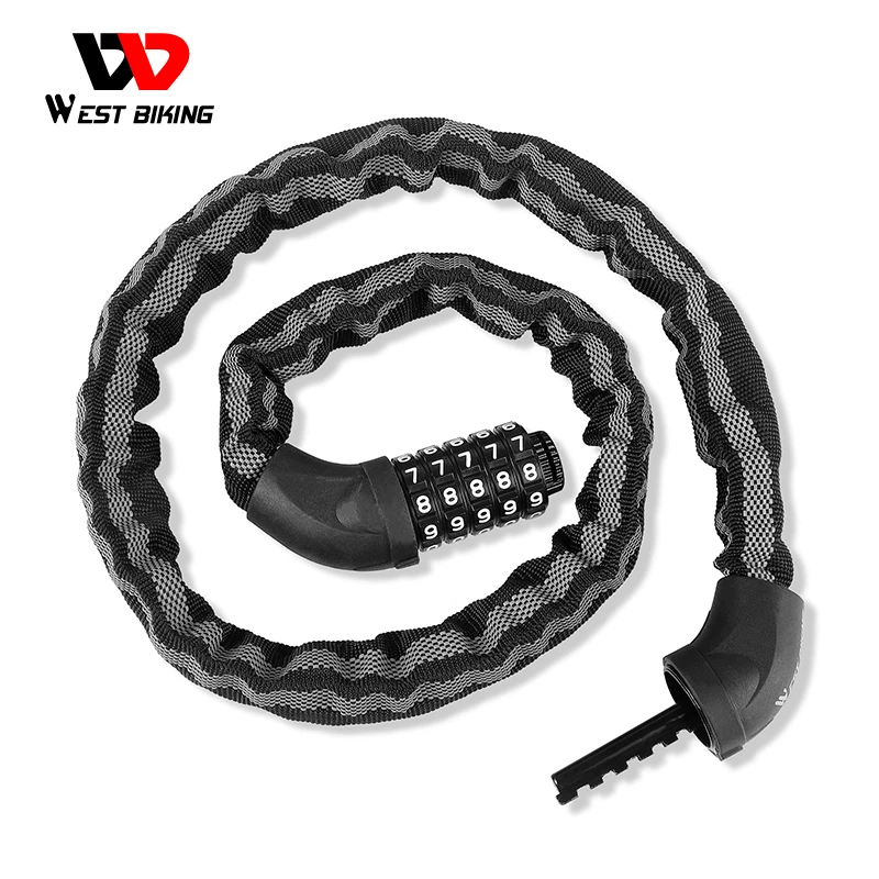 WEST BIKING MTB Road Bike Safety Chain Lock Anti-theft Password Bicycle ...