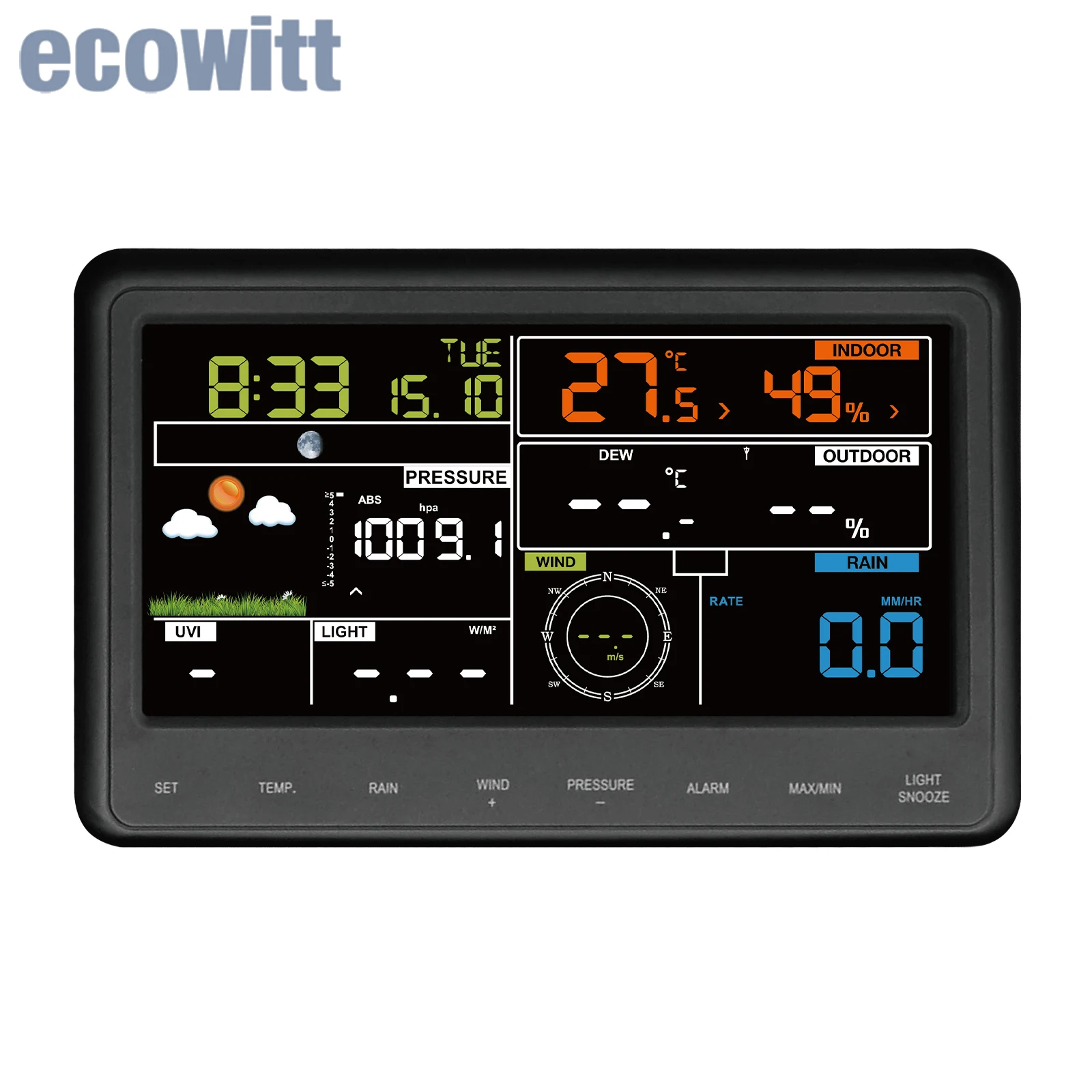 Ecowitt WS2910_C Home Wi-Fi Weather Station Console Monitor 6.75" Color ...