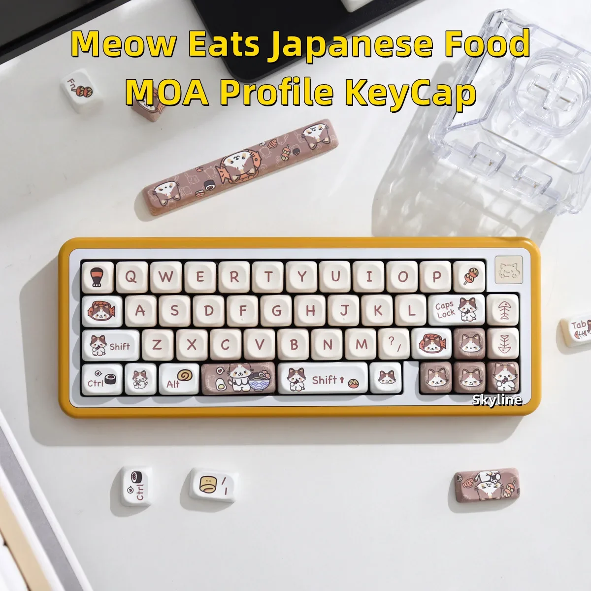 Meow-Eats-Japanese-Food-KeyCap-MOA-Profile-KeyCap-1-Set-GMK-142-Keys ...