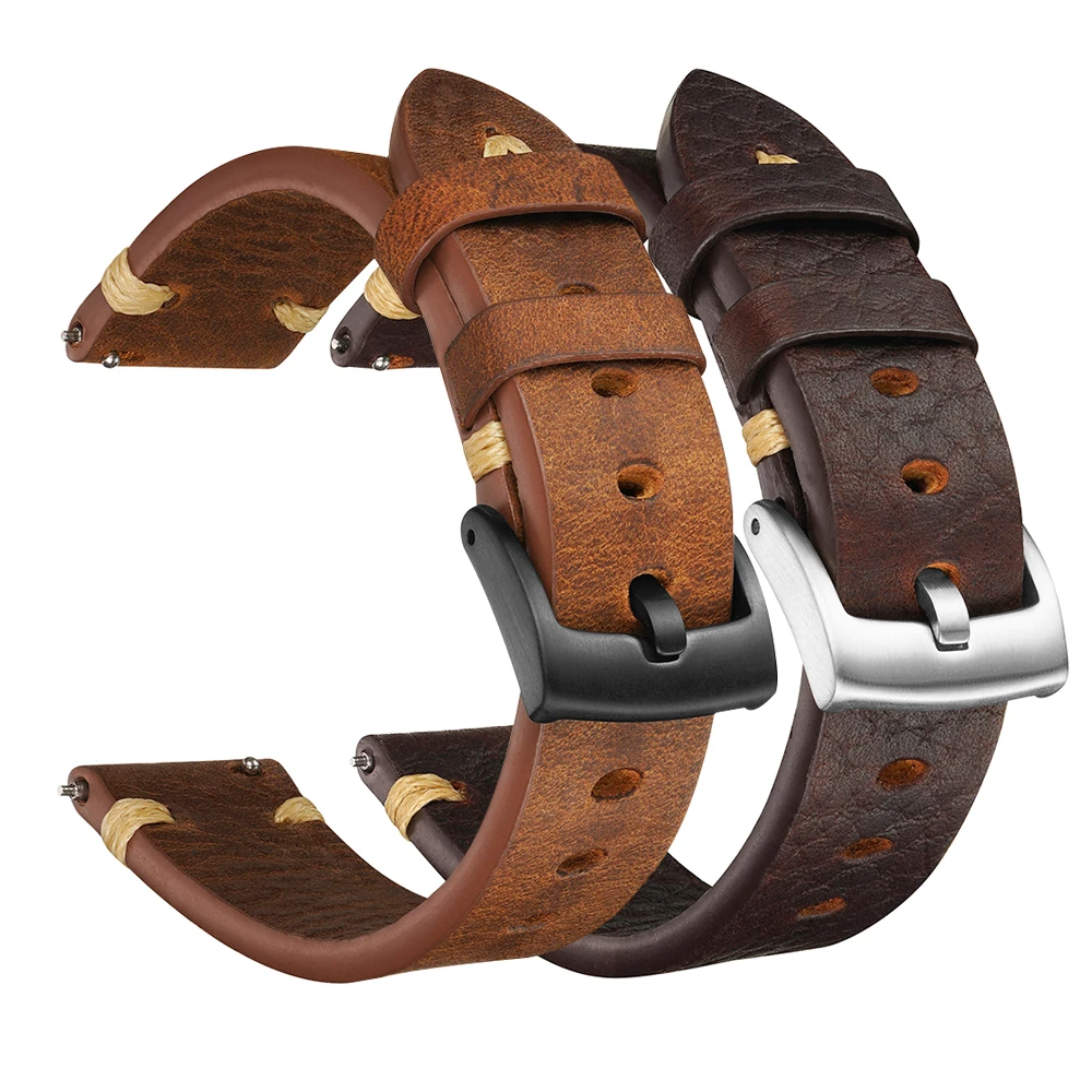 Genuine-Leather-Straps-For-Watch-Vintage-Italian-Distressed-Leather ...