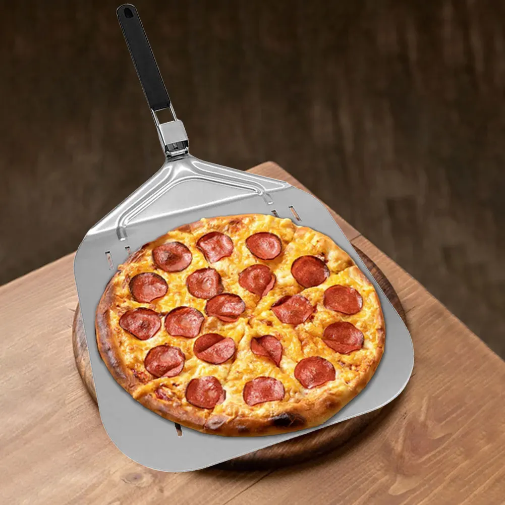 Stainless Steel Rectangular Pizza Shovel with Foldable Handle Pizza ...