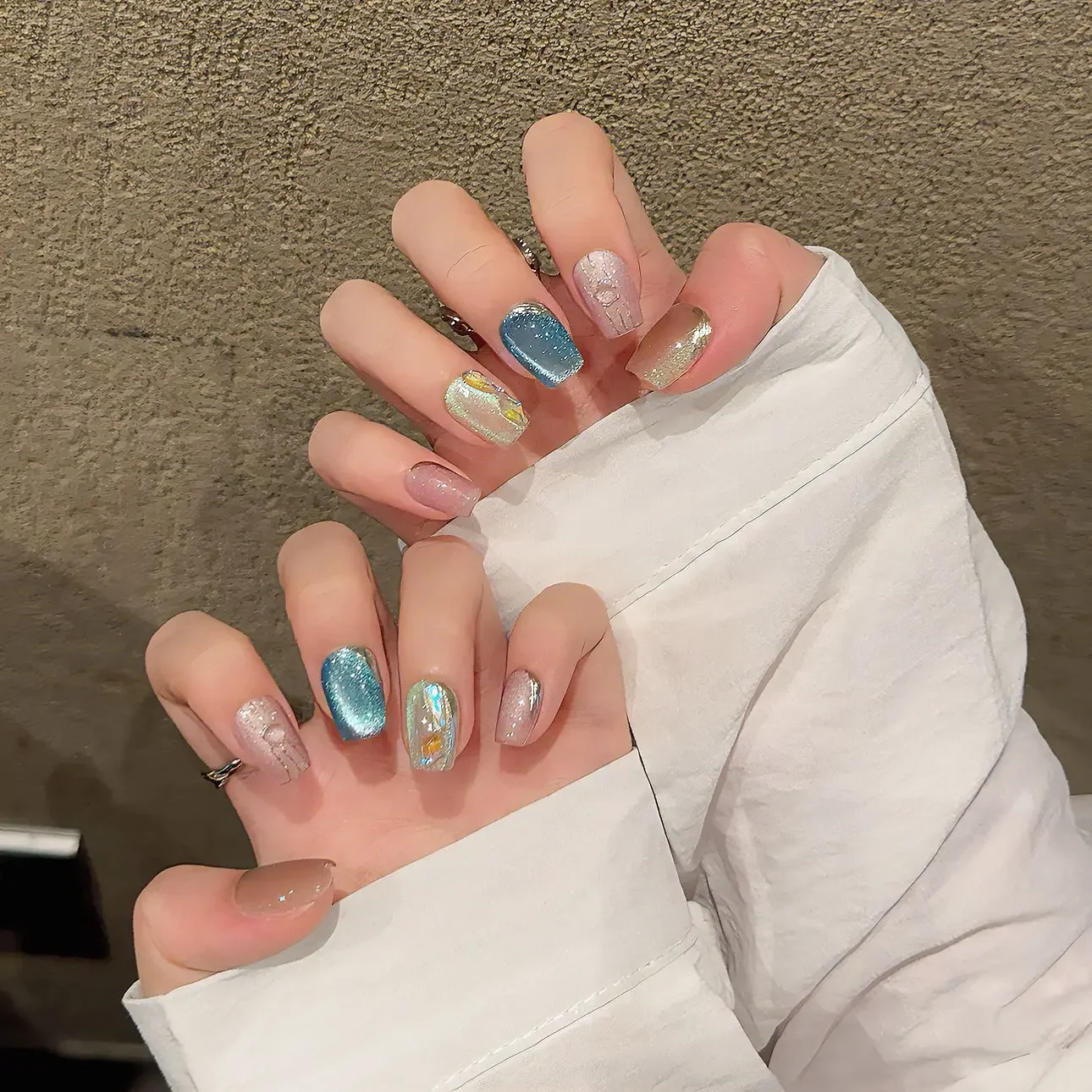 10Pcs-Short-Handmade-Press-On-Nails-Full-Cover-Colorful-Summer-Design ...