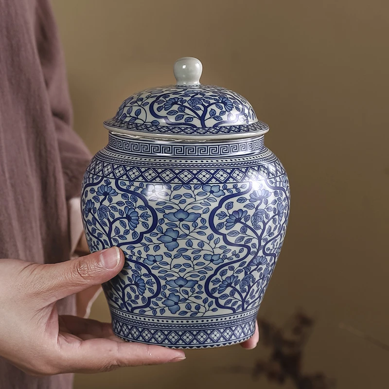 Nordic-Antique-Blue-and-White-Ru-Kiln-Tea-Cans-Vintage-Ceramic-Storage ...