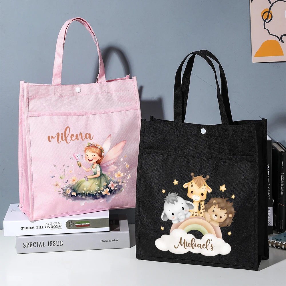 Personalized Kids Library Tote Bags Homeschool Cute Custom Name Reading ...
